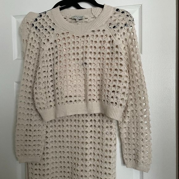 Freshman 1996 | Skirts | Nwot Beige 2piece Knit Set Cropped Top And ...